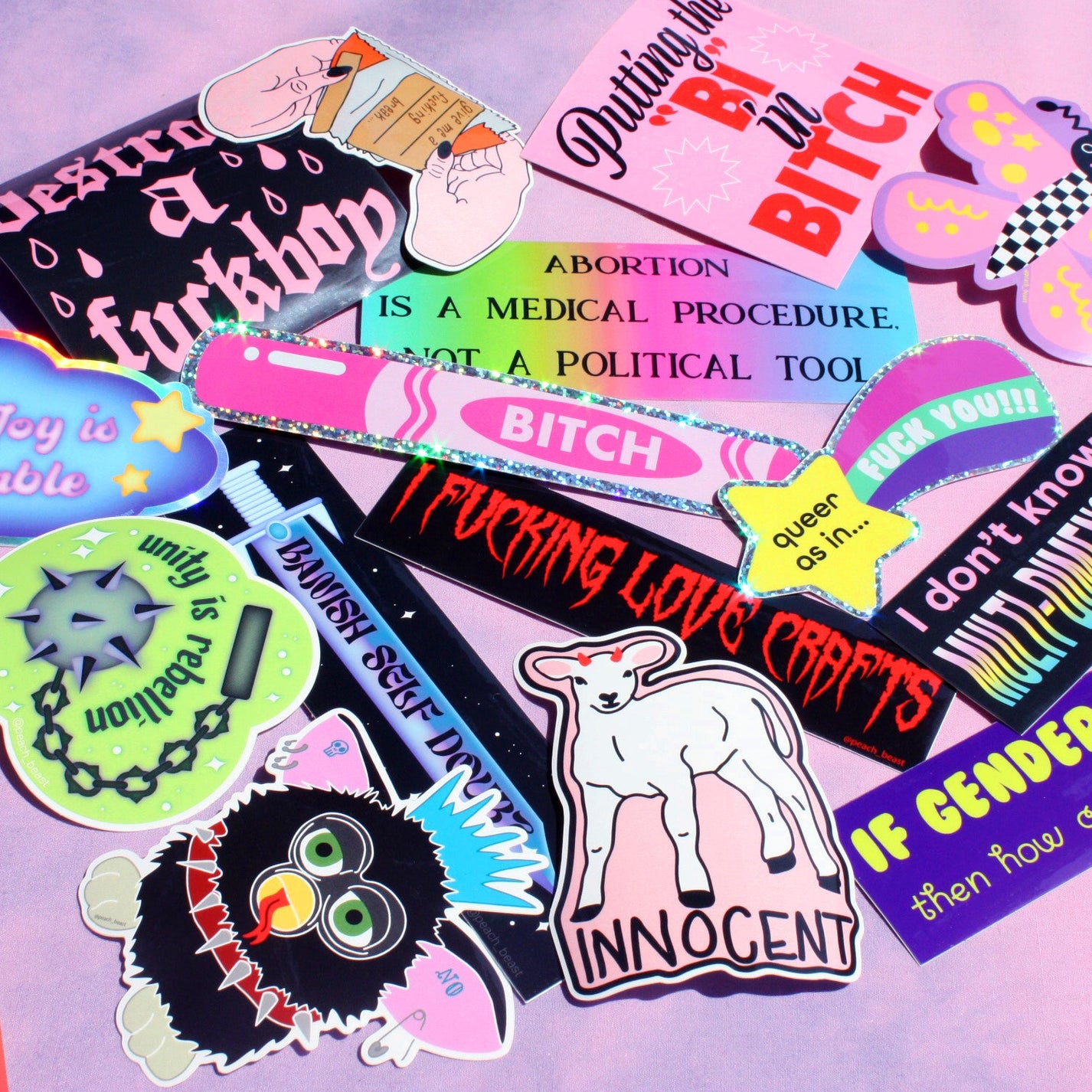 Bitch Sticker – Peach Beast